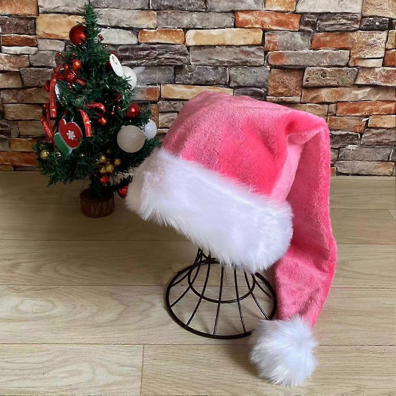 Santa Hat for Adults Unisex Velvet Comfort Extra Thicken Xmas Hat Christmas New Year Festive ...