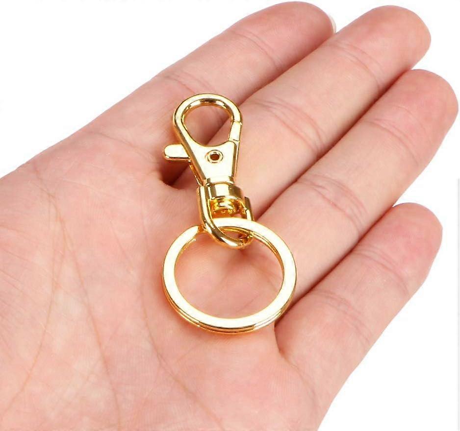 5 Sets Gold Key Chain Flat Key Rings - Metal Swivel Clasps Snap-On ...