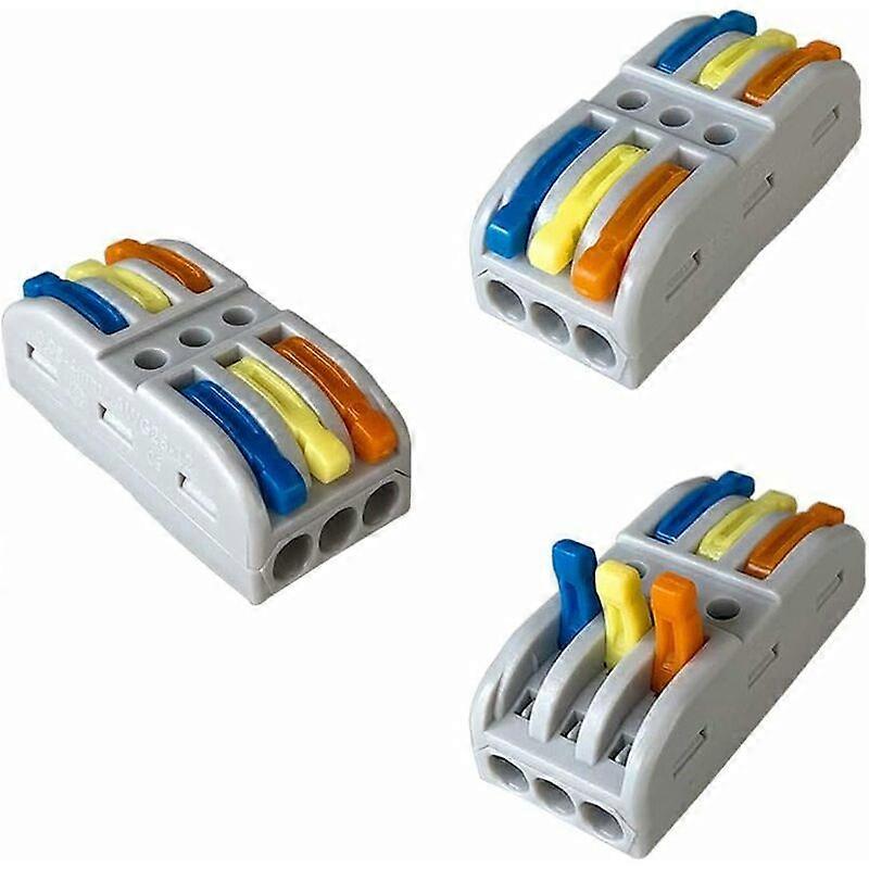 16 Pieces SPL-3 Lever-Nut Wire Connectors, 3 in 3 out 6 Ports Conductor ...