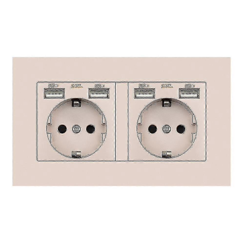 2 Gang Wall Socket Plug With Usb Outlet Strip Compatible With Pc Panel ...