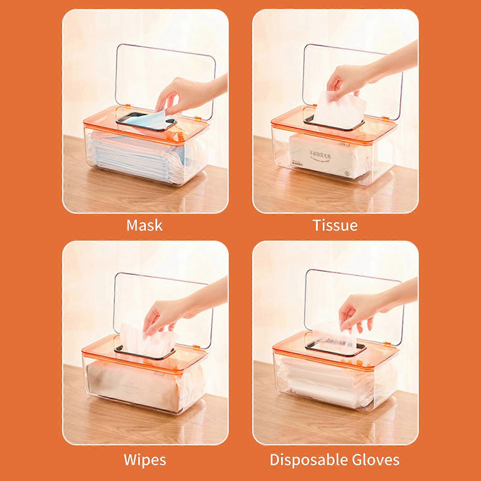 Masks Storage Box Dispenser Desk Tissue Box With Spring Pop-up Paper ...