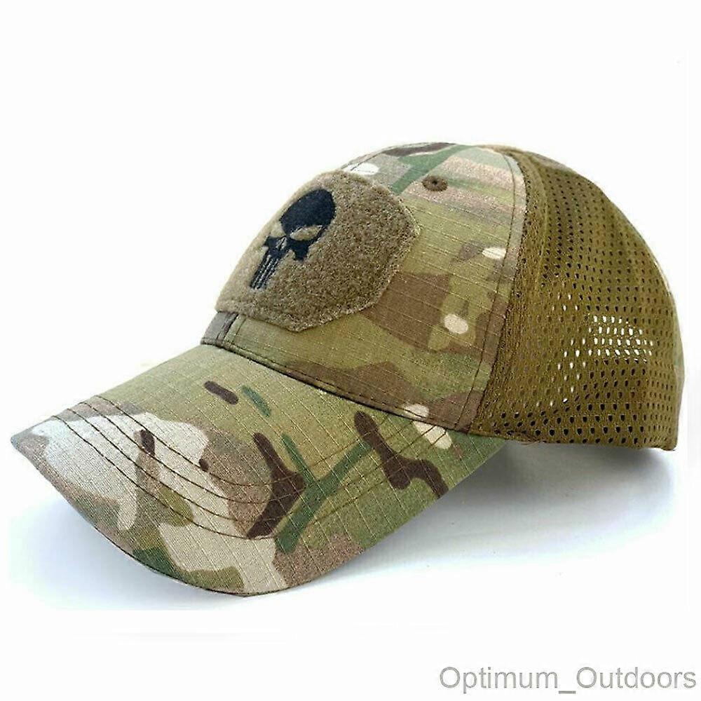 Punisher Mesh Back Baseball Cap Operators Hat Airsoft Army Camouflage ...