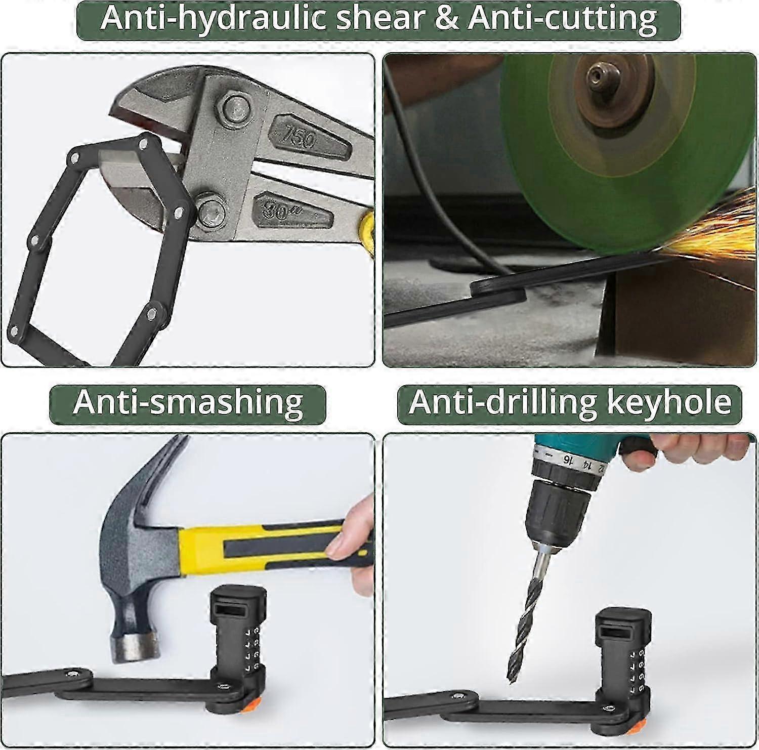 Foldable Bike Lock, Electric Scooter, Scissor-Proof Bike Lock, 4-Digit ...