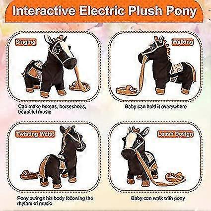 Marsjoy Black Horse Musical Singing Dancing Plush Interactive Pony Walk ...