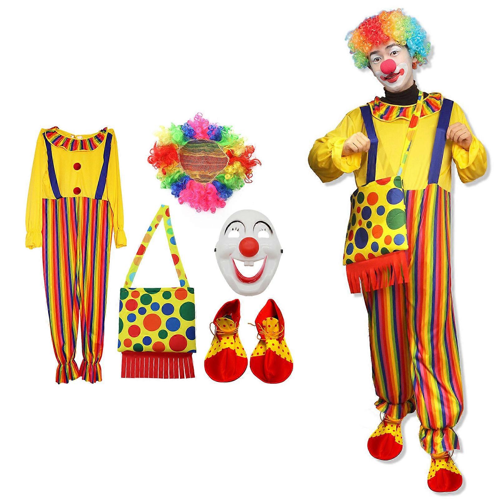 Halloween Clown Costume Set Clown Mask Clown Shoes Clown Wig Clown ...