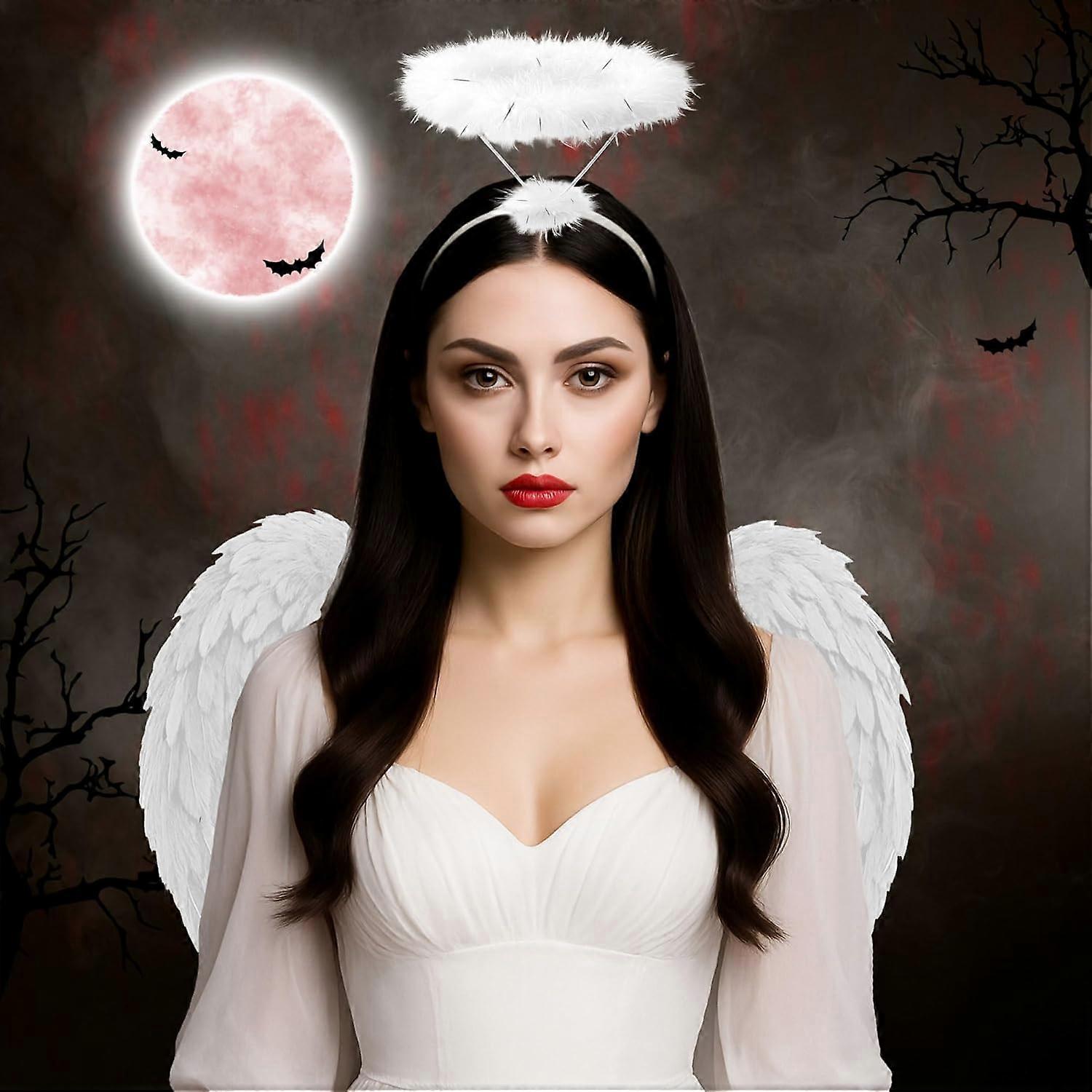 White Angel Wings with Wand and Halo, White Fairy Angel Wings for Women ...