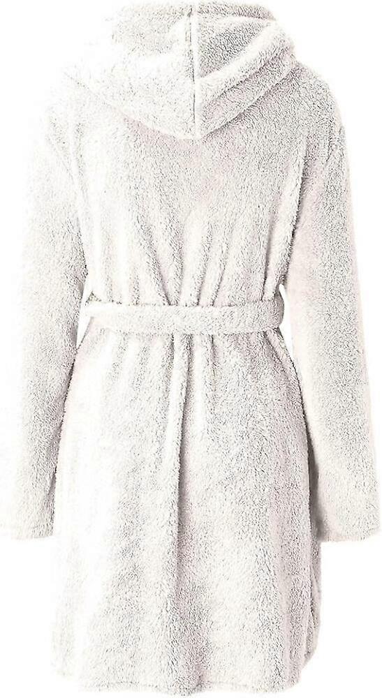 Womens Fuzzy Robe Mid Length Bathrobe Belted Soft Bath Robes Plush ...