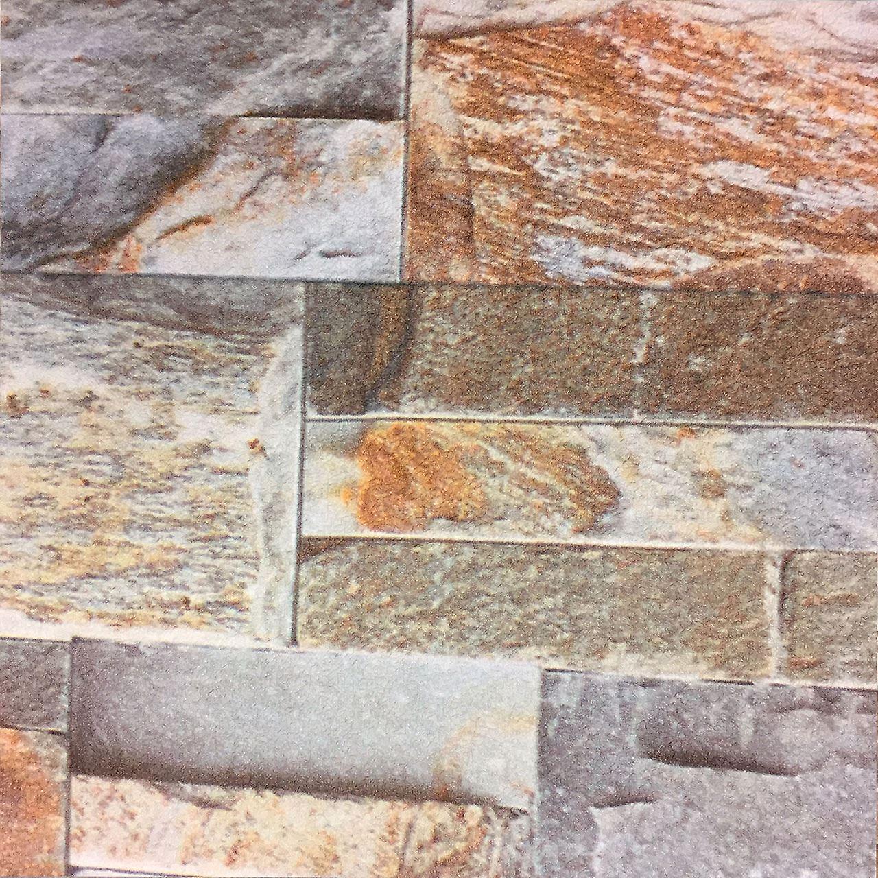3D Brown Slate Brick Stone Effect Tapete Luxus Textured Non Woven Vinyl ...