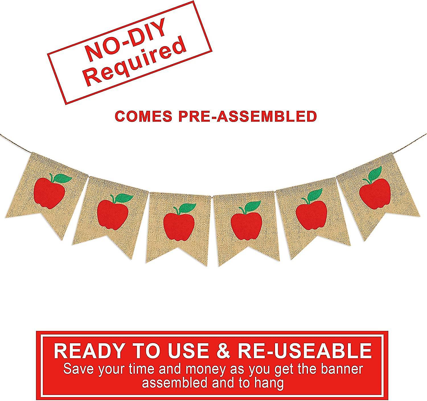 Beautiful Gift Apples Banner Burlap - Back To School Banner - Fall ...