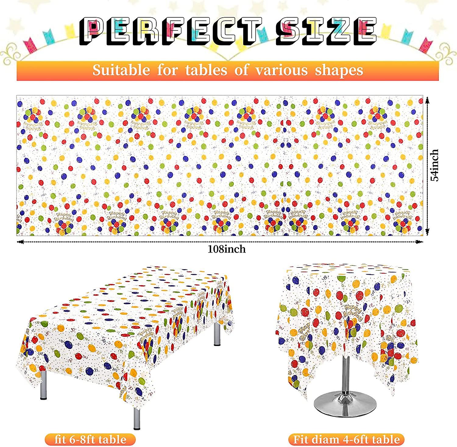 Happy Birthday Decorations, 8 Pack Birthday Tablecloth 54" X 108 ...