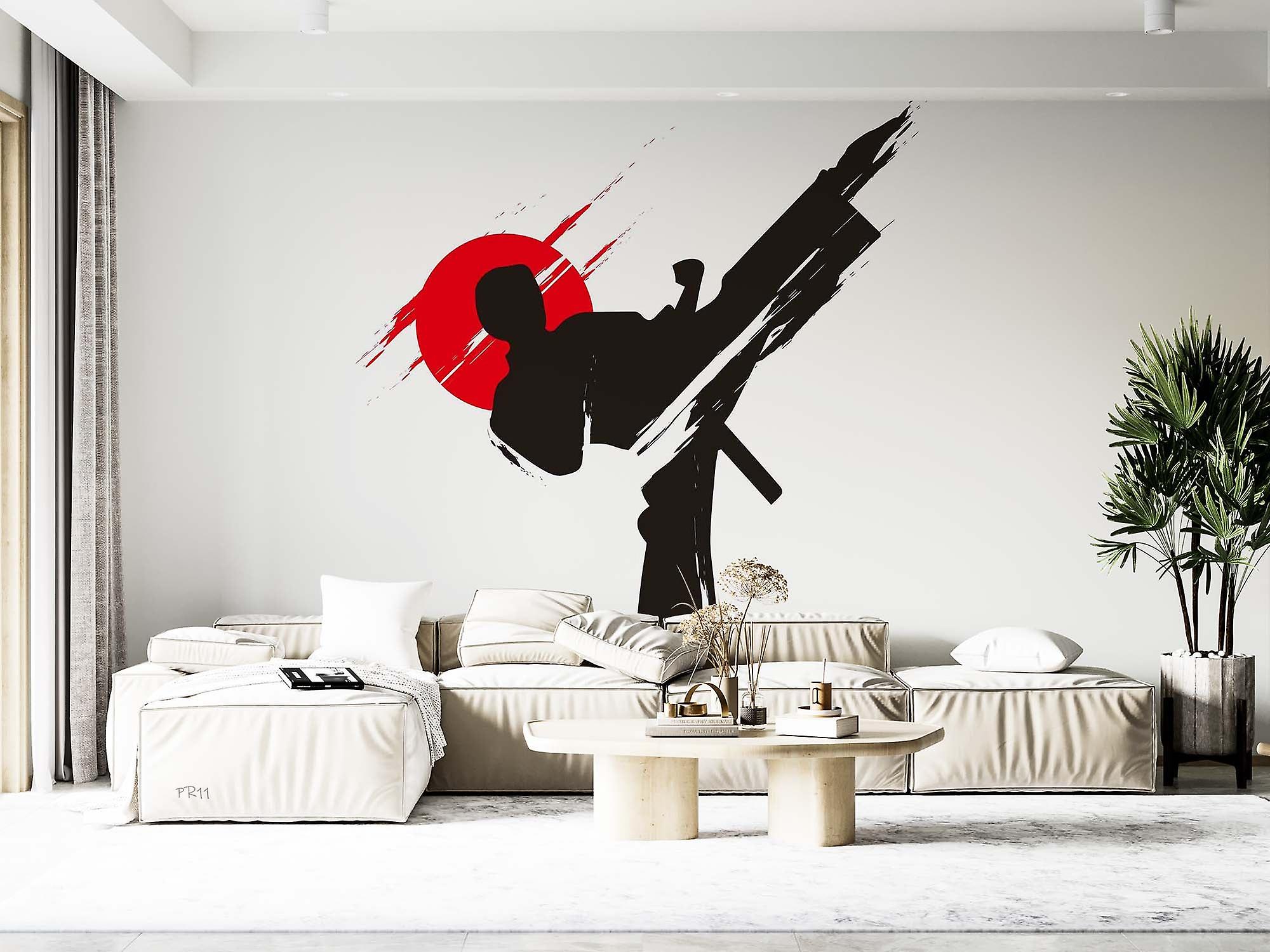 3D martial arts karate silhouette character illustration wall mural ...