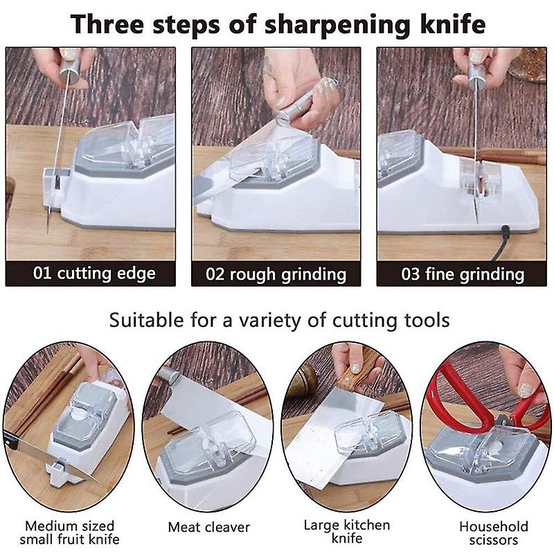 Usb Electric Knife Sharpener Adjustable Double-slot Design For Kitchen ...