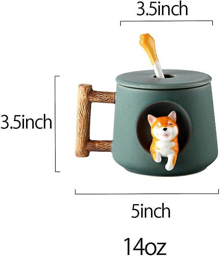 3d Ceramic Cartoon Shiba Inu Hand-painted Coffee Cup Teacup With Lid ...