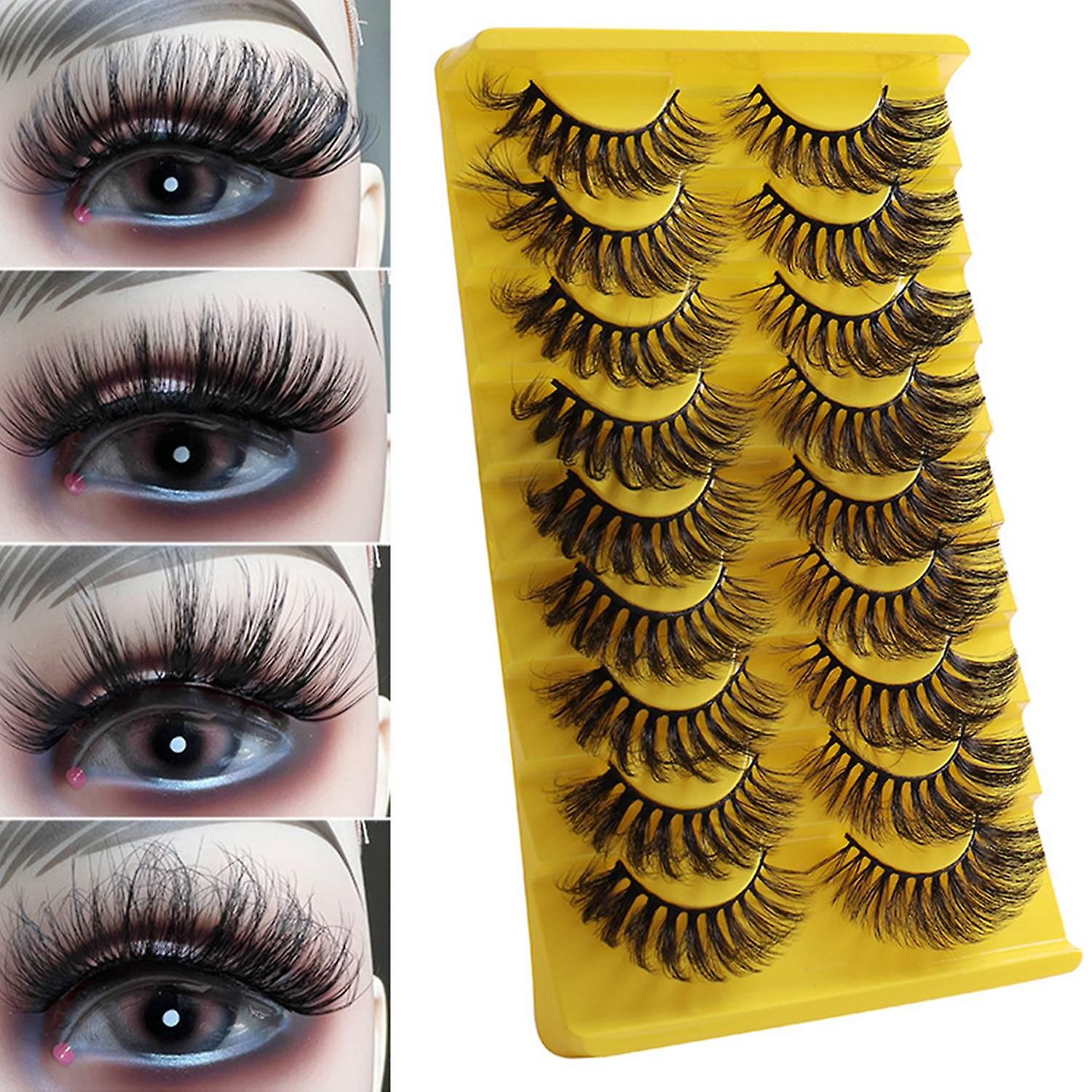 9 Pairs/Set False Eyelashes Natural 3D Effect Soft Thick Curled Dress ...