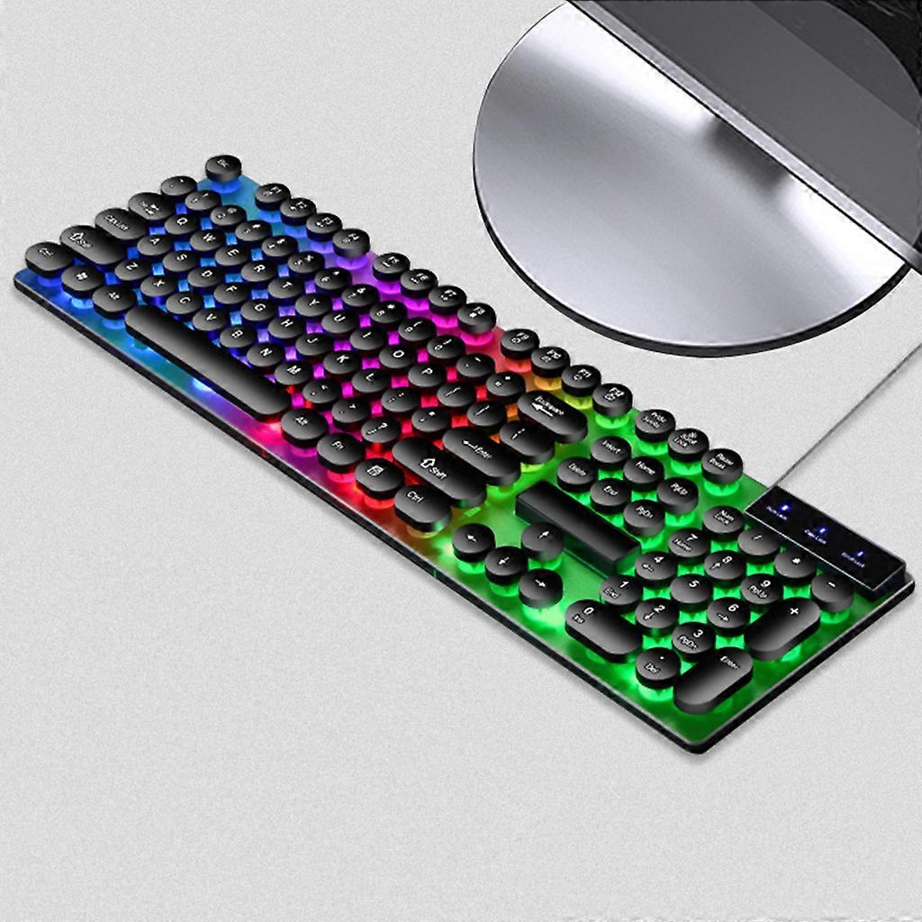 Waterproof Punk Keyboard with 108 Round Keycaps Luminous Keyboard Mute ...