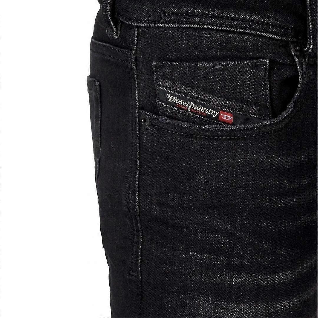 Diesel Sleenker Destroyed Reinforced Denim Black Skinny Jeans | Fruugo UK