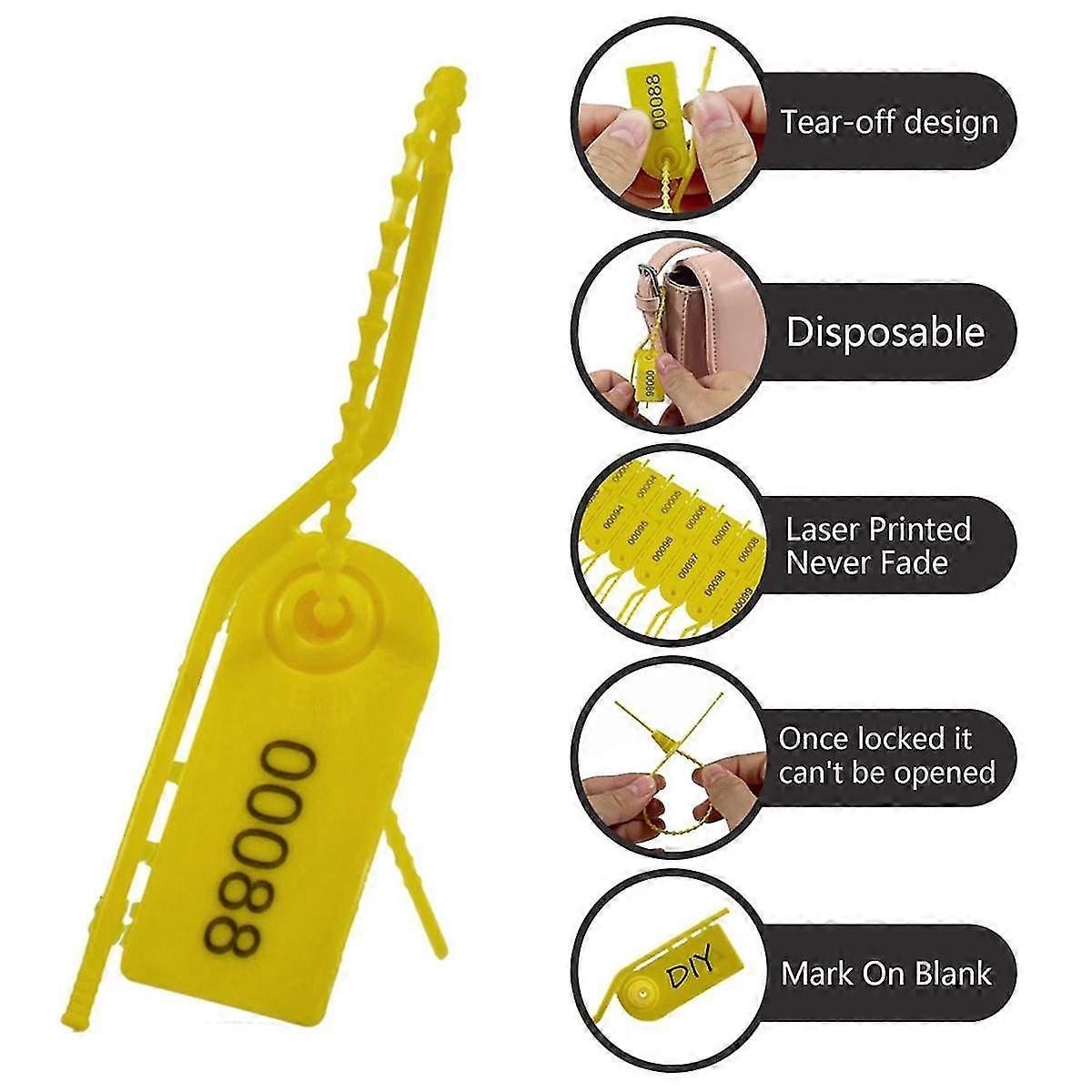 100 Numbered Plastic Security Seals Tamper Proof Tags Pull Ties Secure ...