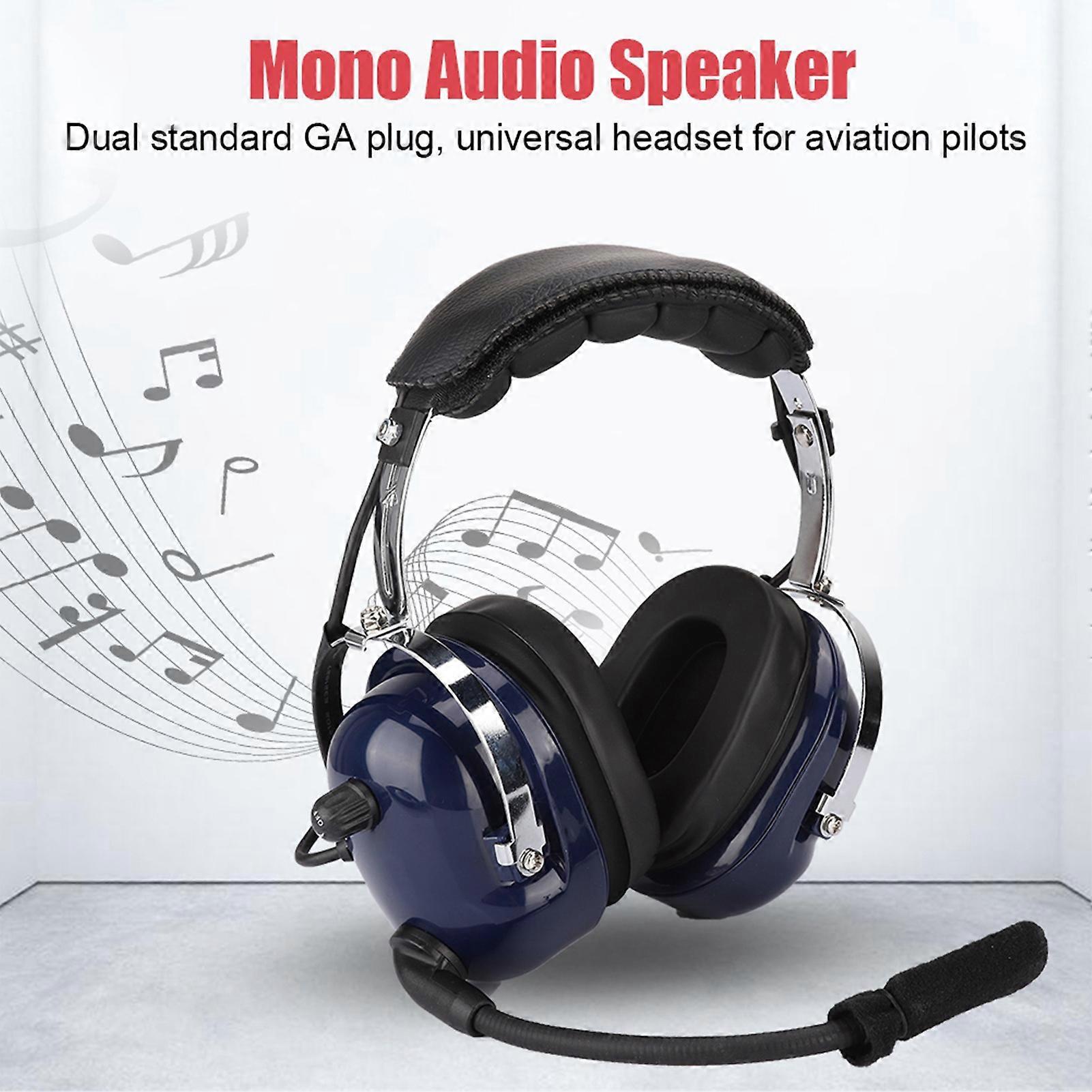 General Aviation Headset, Dual Plug Pilot Headphone, 3.5mm Noise ...