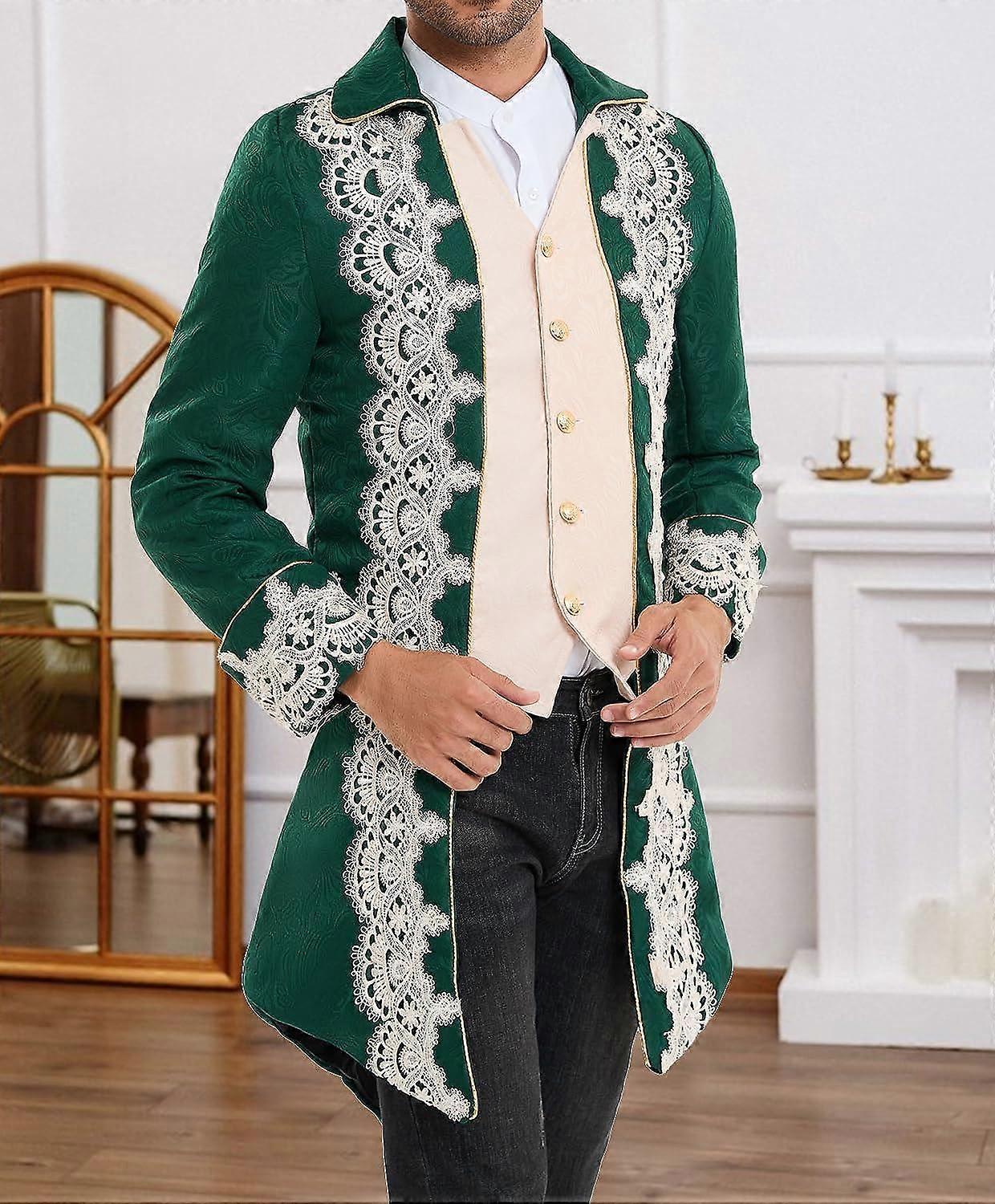 Men Steampunk Medieval Tailcoat Jacket, Embroidery Vintage Gothic ...