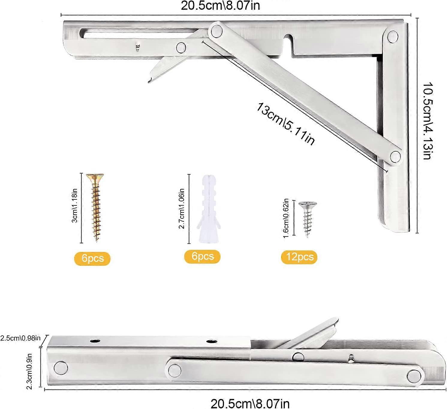 Folding Bracket 200mm, 2 Pieces Stainless Steel Folding Bracket, Load ...