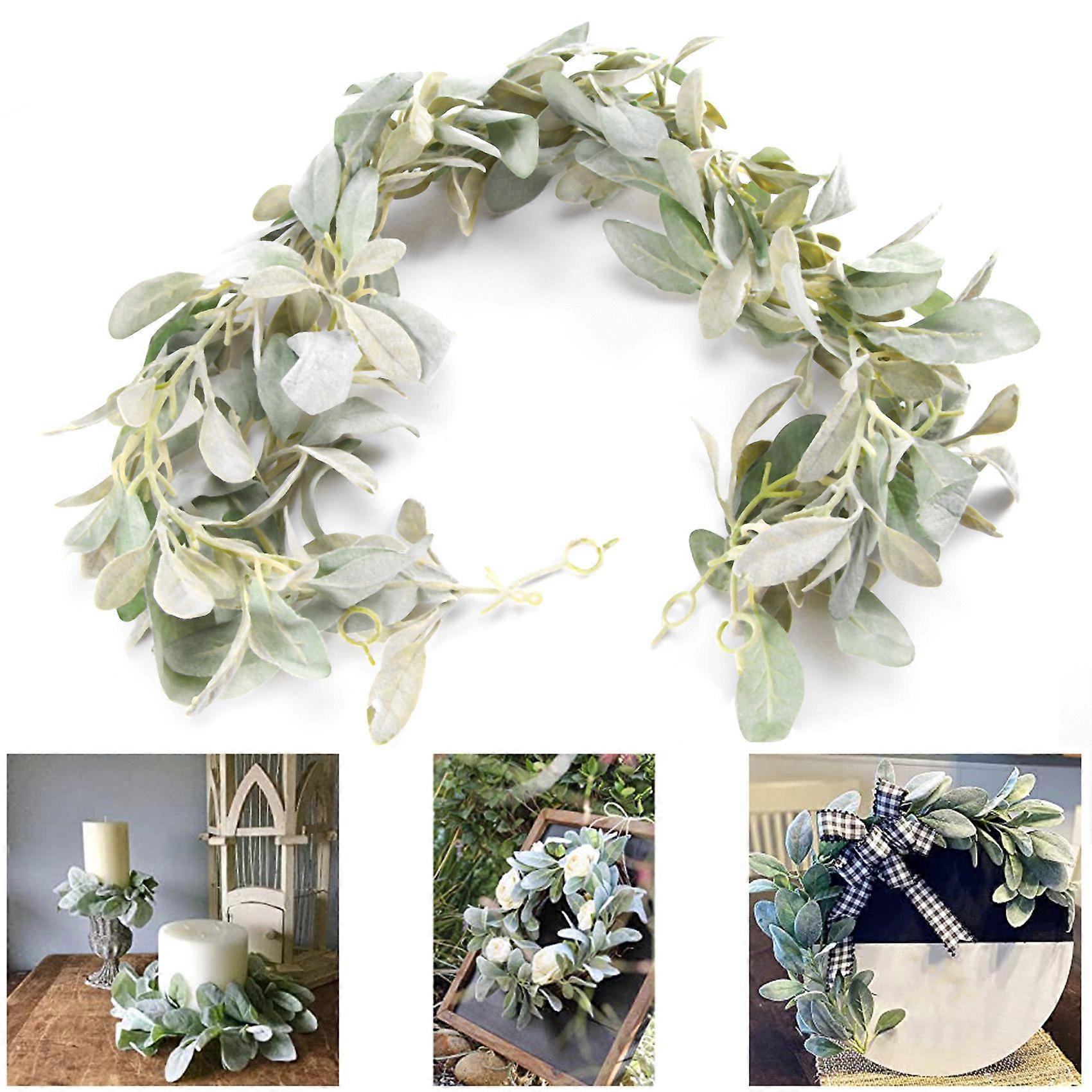 6.7 Ft Lambs Ear Garland Artificial - Succulent Garland - Eucalyptus ...