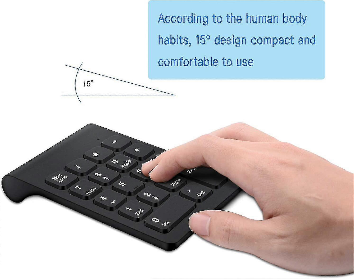 Wireless Numeric Keypad, Mini 2.4g 18 Keys Number Pad, Portable Silent ...