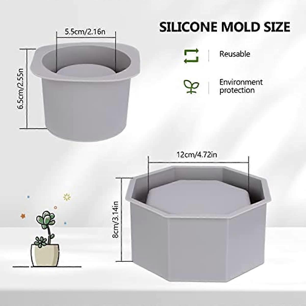 Silicone Moulds for Concrete Flower Pots Cement Plant Pot Silicone Molds Round and Octagonal ...