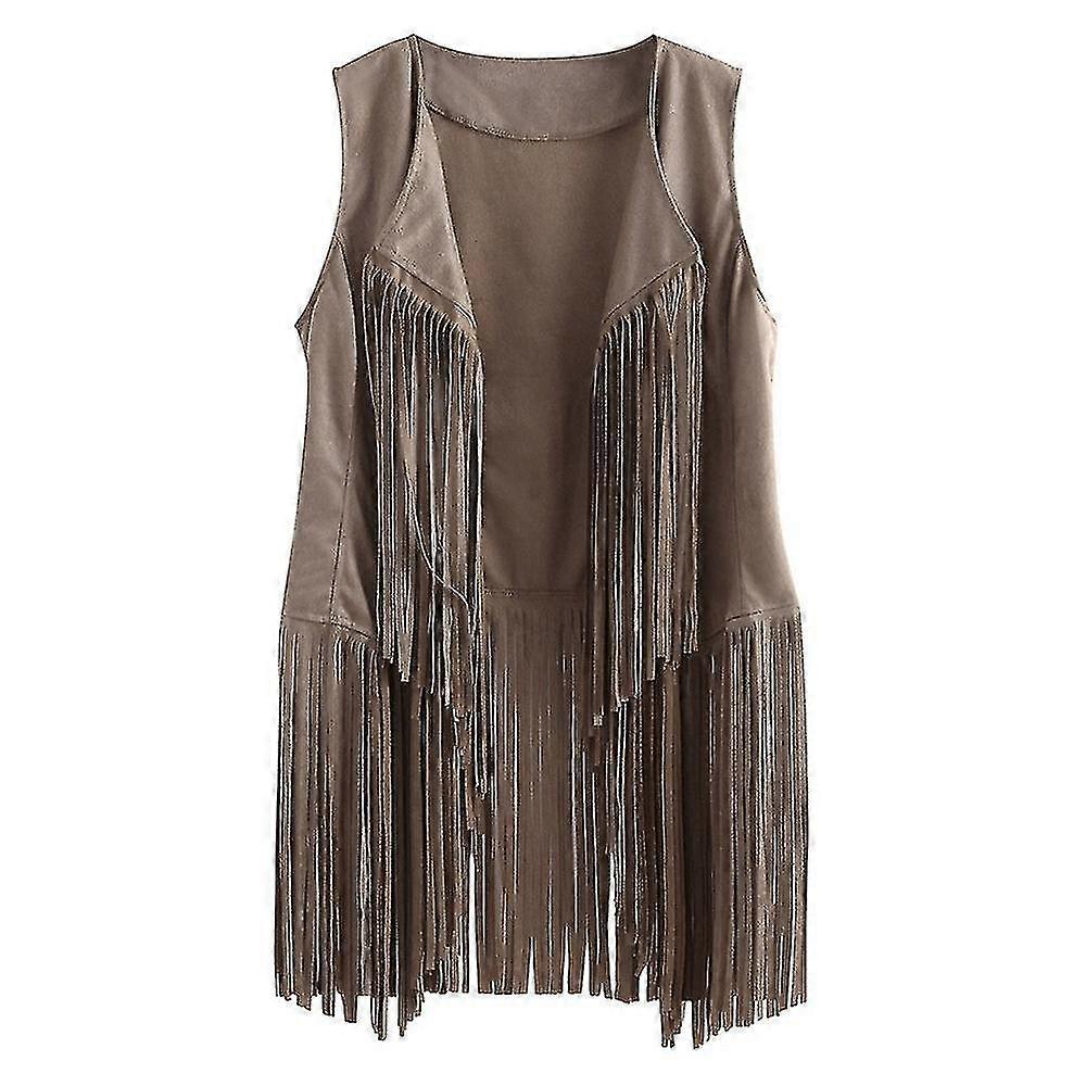 1920s Womens Cowboy Cowgirl Tassel Waistcoat Sleeveless Vest Hippie ...