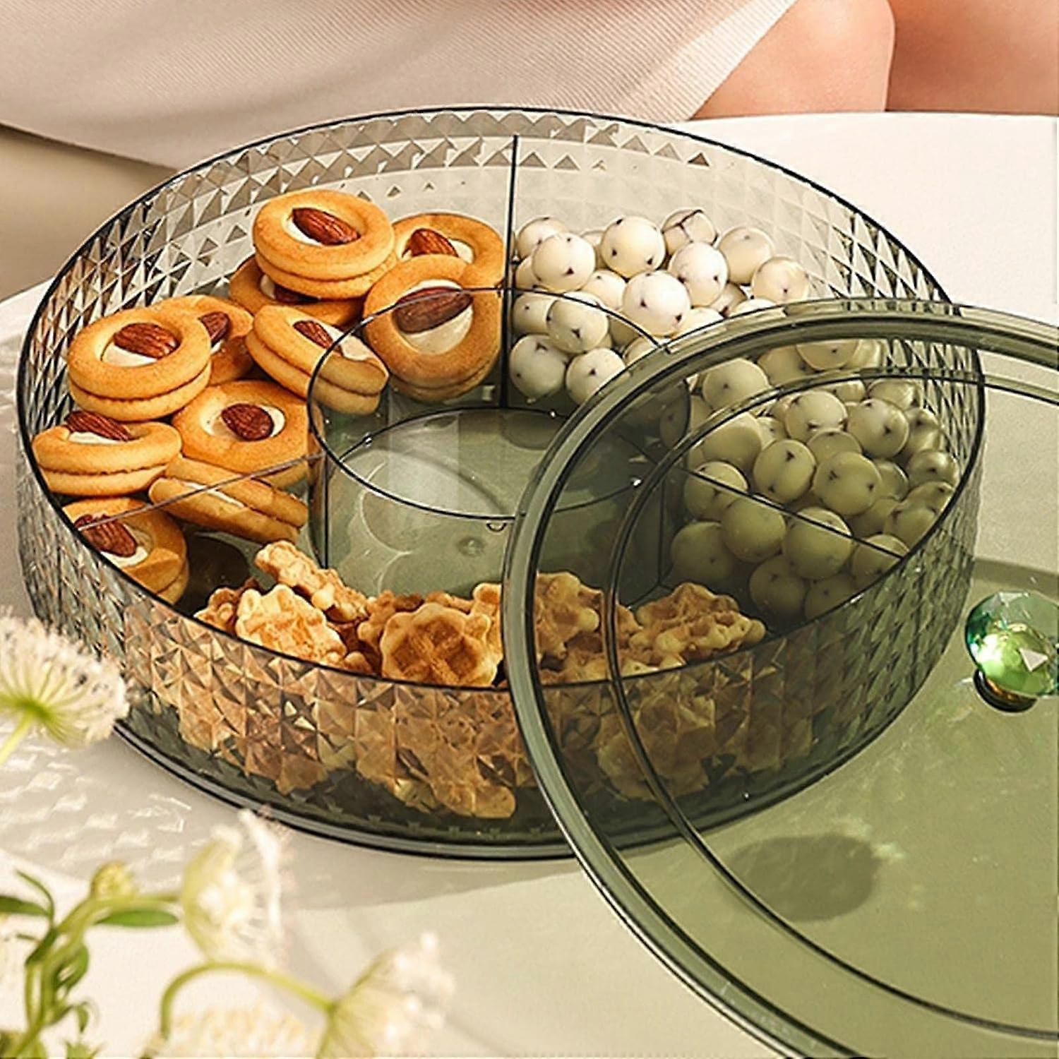 Divided Serving Tray Platter with cover, Round Platter Food Storage ...