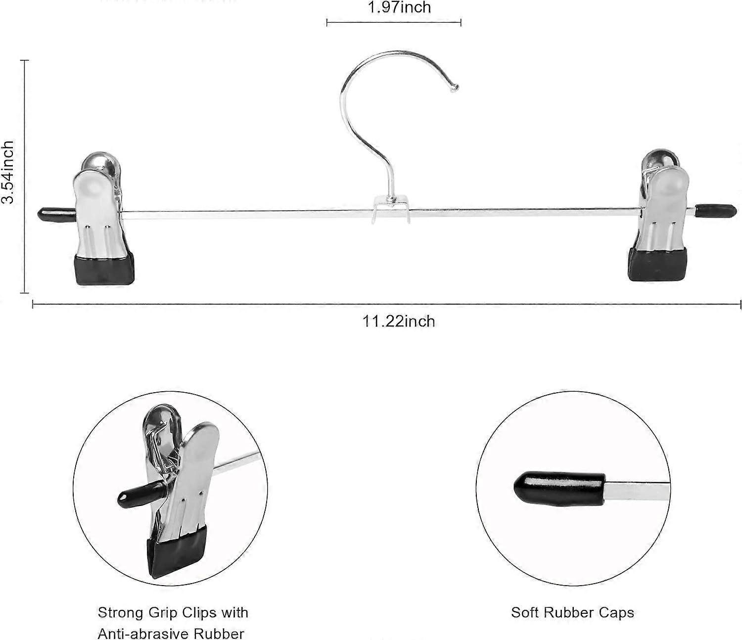 Trouser Hangers, Clip Hanger, Metal Trouser Hangers, Solid Chrome Skirt Hangers with Non-Slip ...