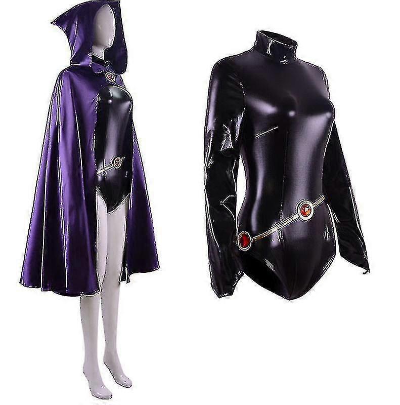 Rachel Roth Raven Cosplay Costume Bodysuit W/ Cloak Halloween Carnival ...