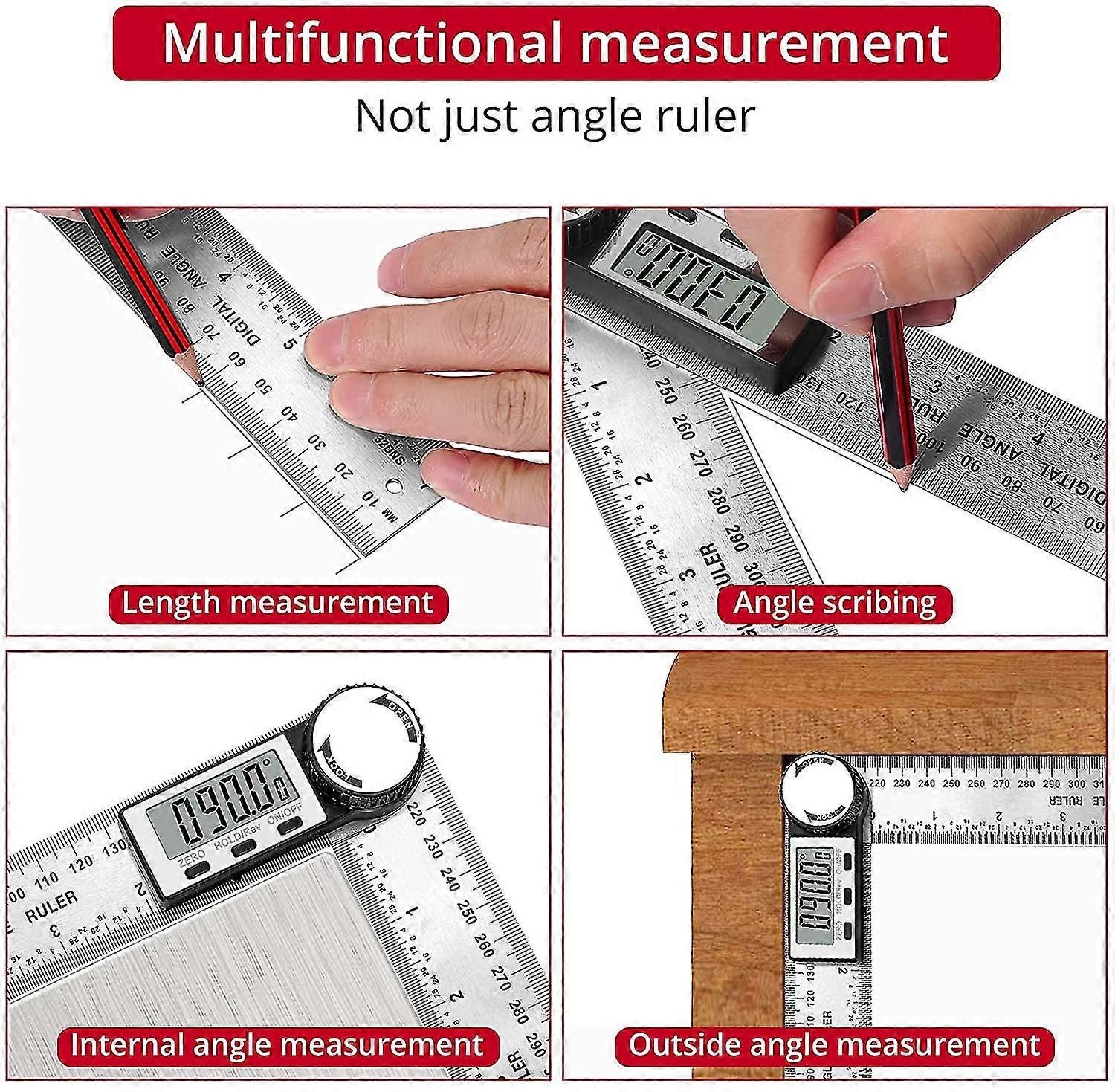 Digital Angle Ruler 2 In 1 Digital Angle Protractor With Hold/rev Zero ...