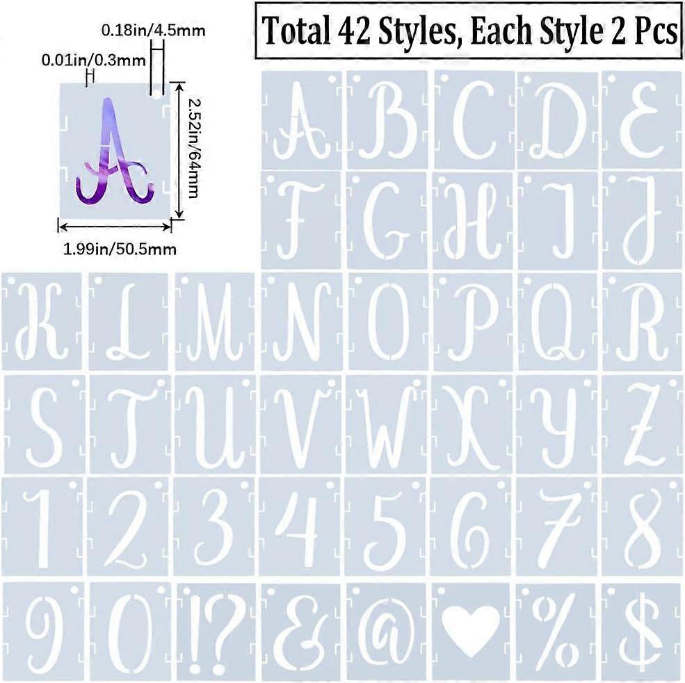 84PCS Letter Stencils 2 Inch Reusable Plastic Alphabet Numbers Symbols ...