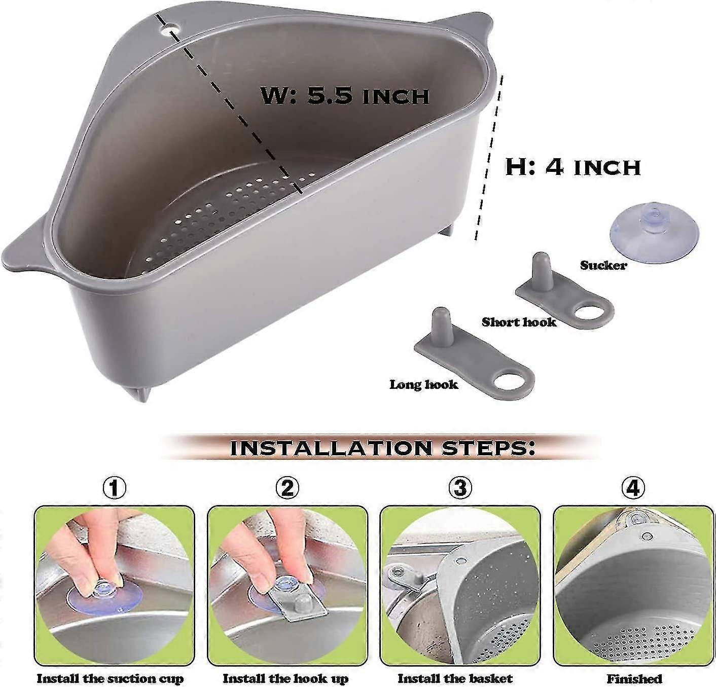 2pcs Sink Strainer Basket, Triangular Sink Drain Shelf, Triangle Sink ...