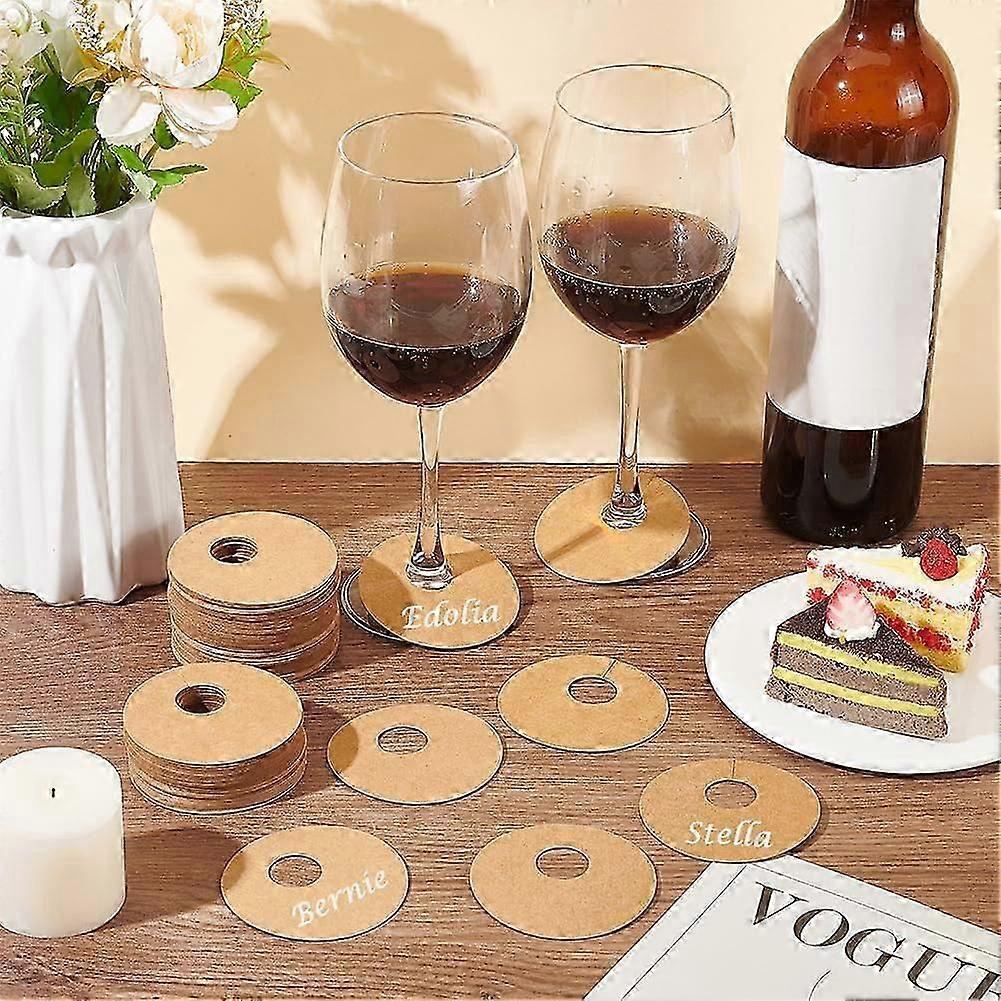 150 Pcs Paper Wine Glass Markers 2.8" Blank Round Stemware Drink Name ...