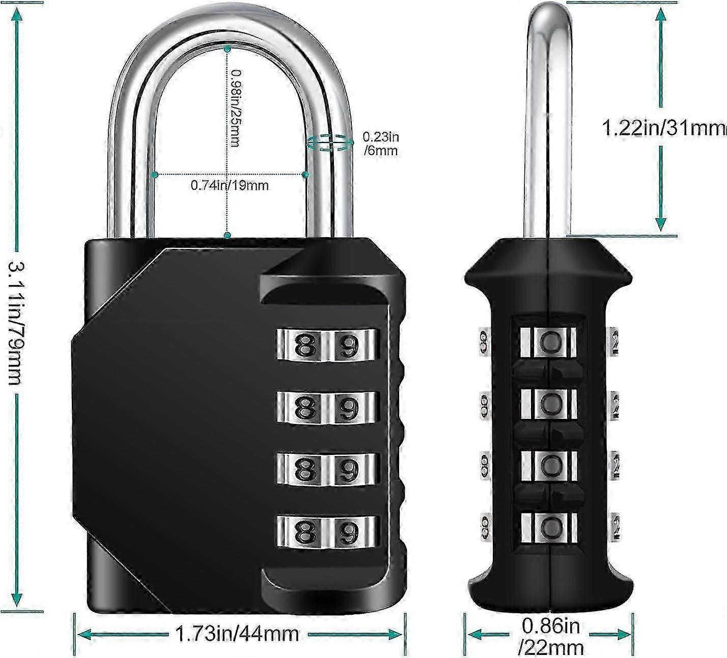 4-Digit Code Padlock, Locker Padlock for Sports, School, College Locker ...