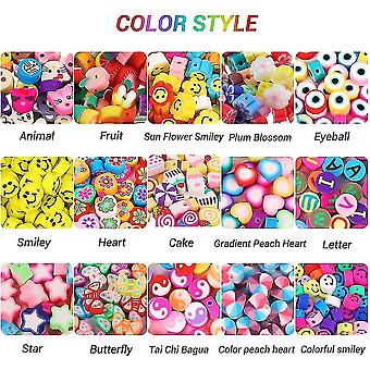 300stk Frugt Smiley Håndlavet Polymer Lerperler 15 Styles Flower Letter ...