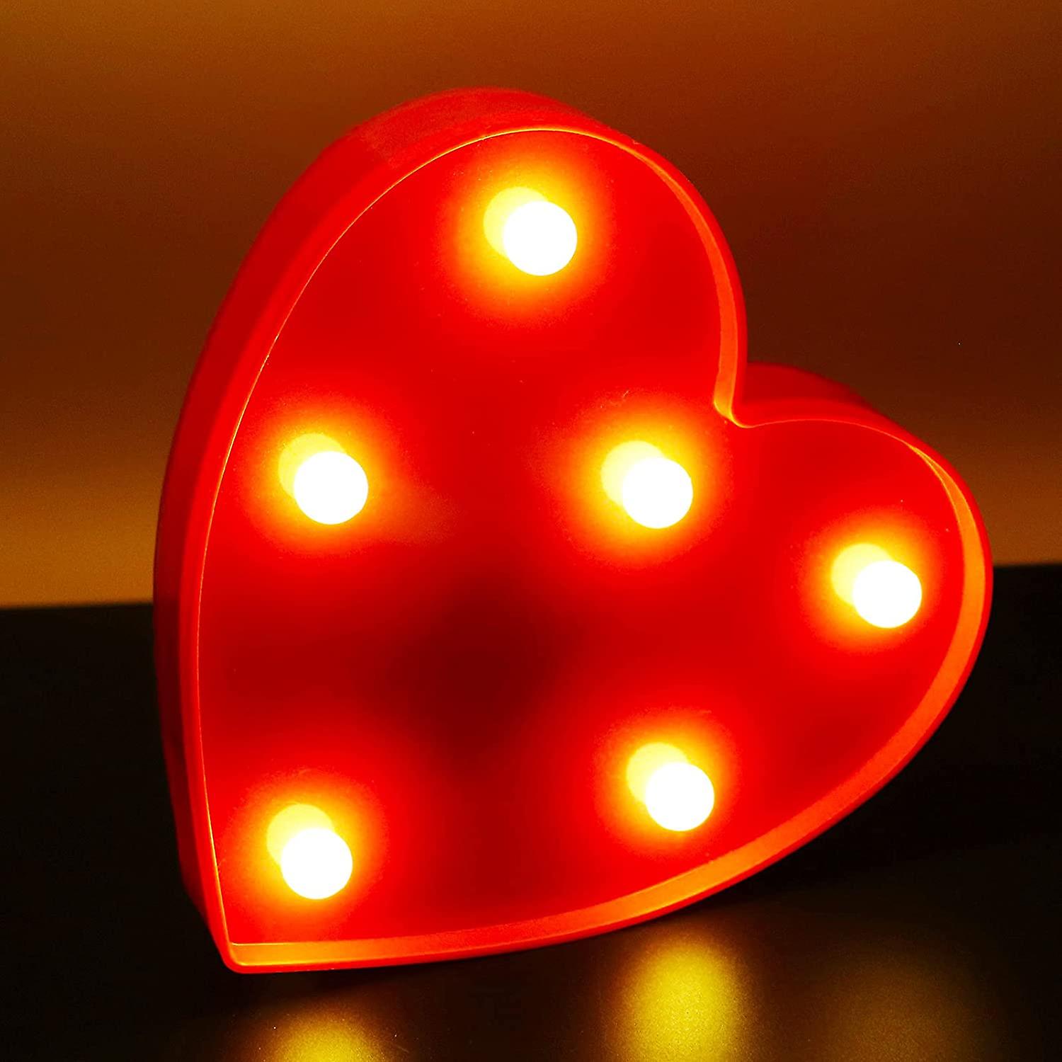 LED Heart Decor Letter Lights Alphabet Light Up Sign Night Light for ...