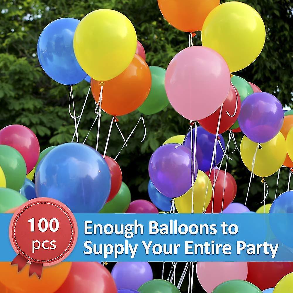 100 Pack Party Balloons Strong Latex,multicolor Balloons For Helium Or ...