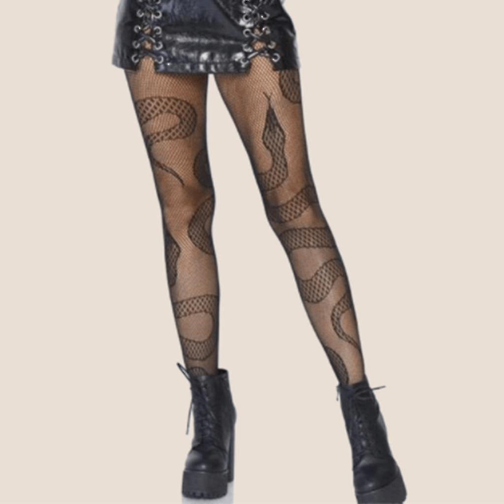 Women Sexy Fishnet Pantyhose Evil Snake Jacquard Patterned Anime Tights ...