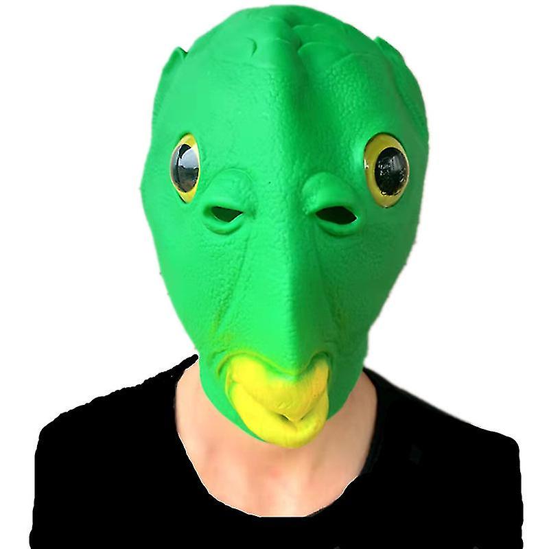 Green Animal Fish Headdress Green Fish Head Cover Funny Ugly Animal ...