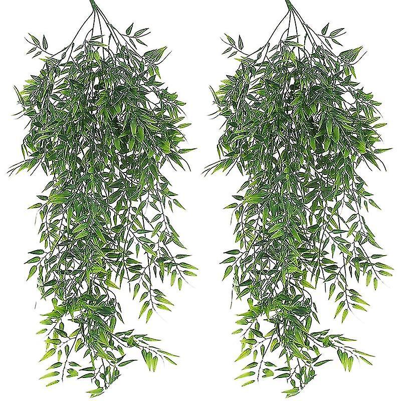 Kunstig væghængende Simulering Blomst Bambus blad rattan Falske grønne ...