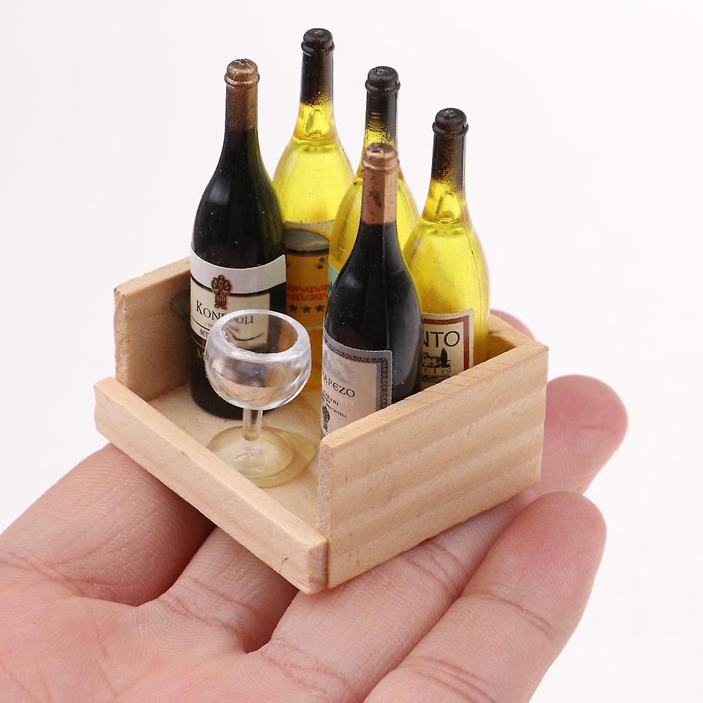 Miniature Wine Juice Bottles Cup Wood Rack 1:12 Dollhouse | Fruugo UK