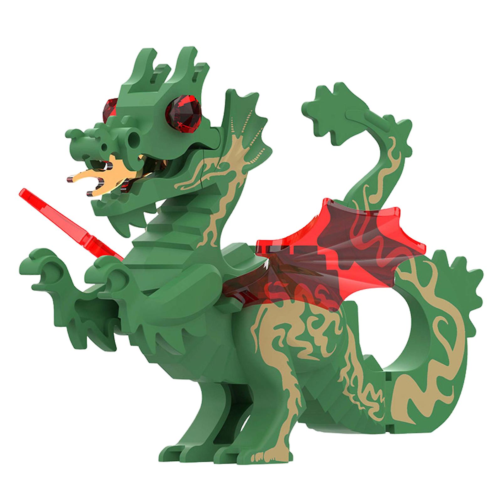 Mini Plastic Dragon Building Block Model DIY Assembled Animal Action ...