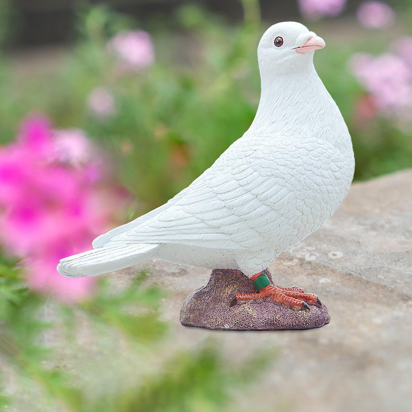 White Pigeon Figurine Simulation Pigeon Ornament Figures Fake Birds ...