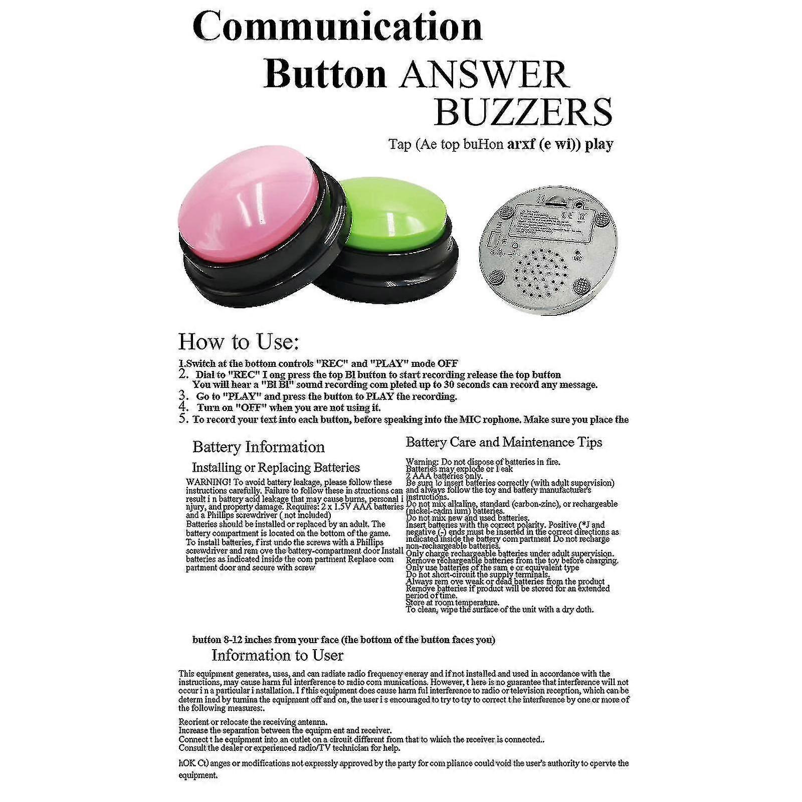 Recordable Talking Button 30 Seconds Voice Recording Button Pet Speech ...