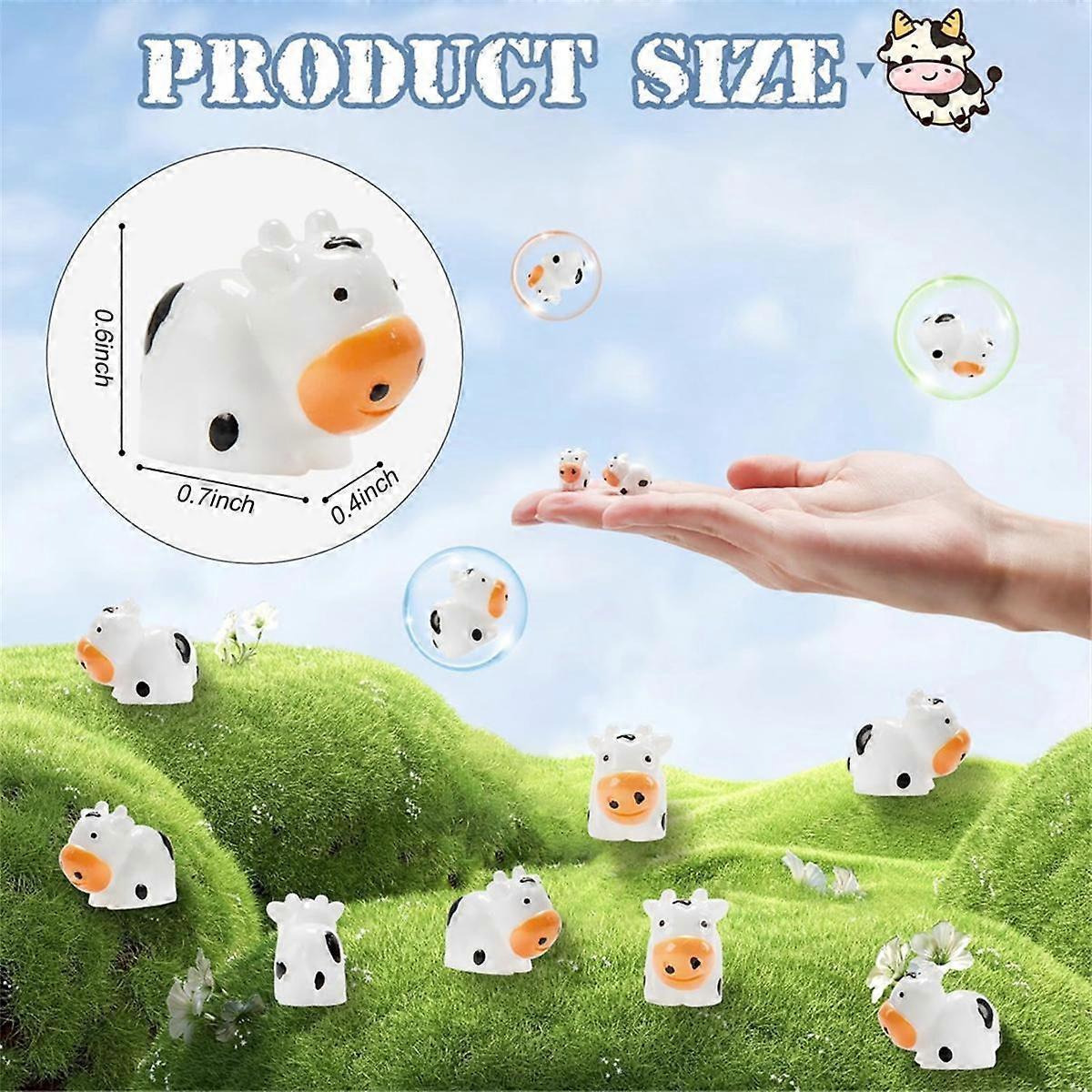 100 Pcs Mini Cow Figurines Resin Cow Miniature Animals Figurines Fairy ...