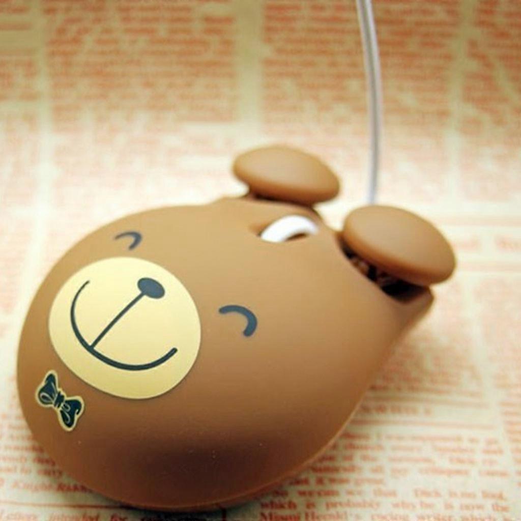 Bear Shaped Wired Optical Mouse Portable Corded Mice 1000DPI for Office ...