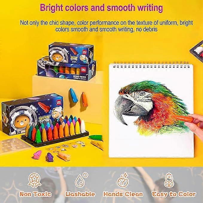 Multi Color Space Rocket Crayons, Non Toxic Crayons for Kids, Easy Grip ...