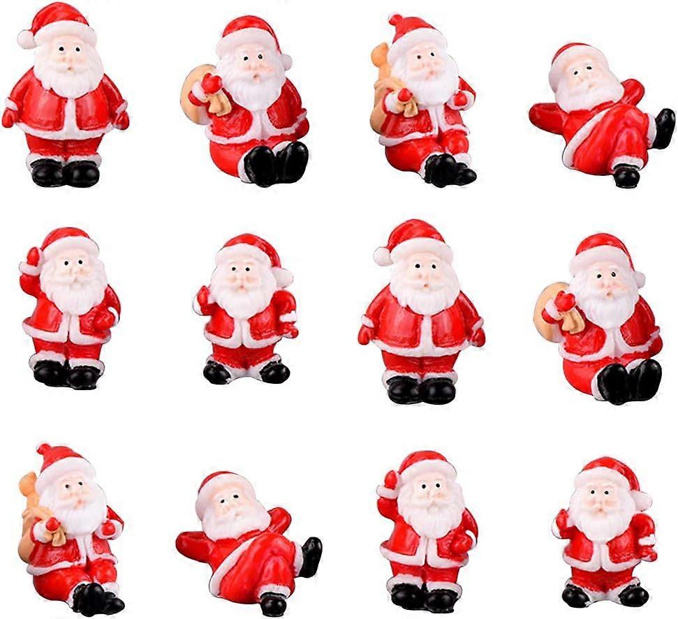 12pcs Santa Claus Figurine, Miniature Christmas Figures, Cute Resin ...